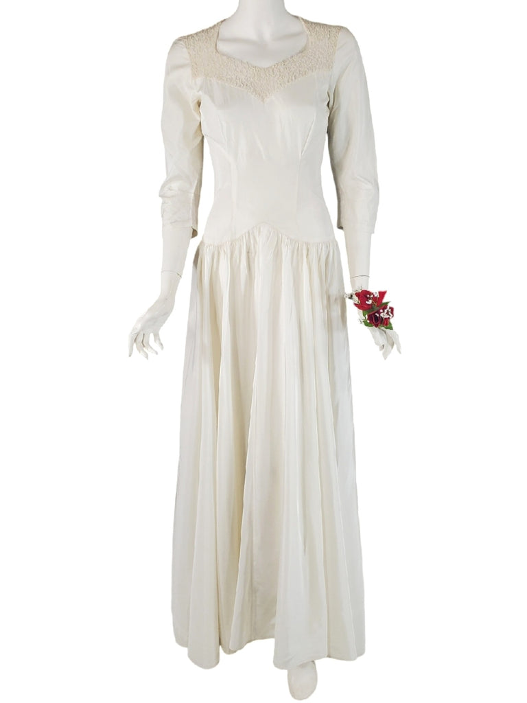 40s Cream Satin Wedding Dress or Formal Gown - sm – Better Dresses Vintage