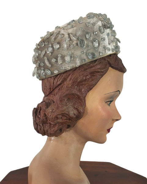 60s Jeweled Silver Velvet Pillbox Hat – Better Dresses Vintage