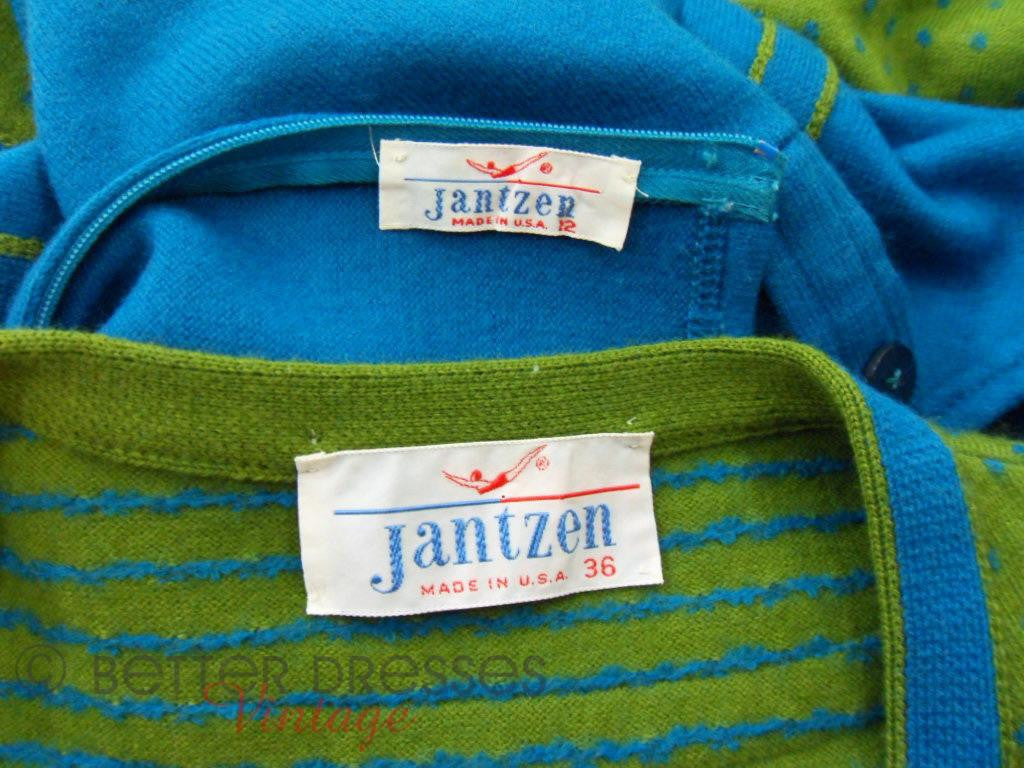 Vtg 60s Jantzen Green and Blue Dress & Jacket Set - sm – Better Dresses ...