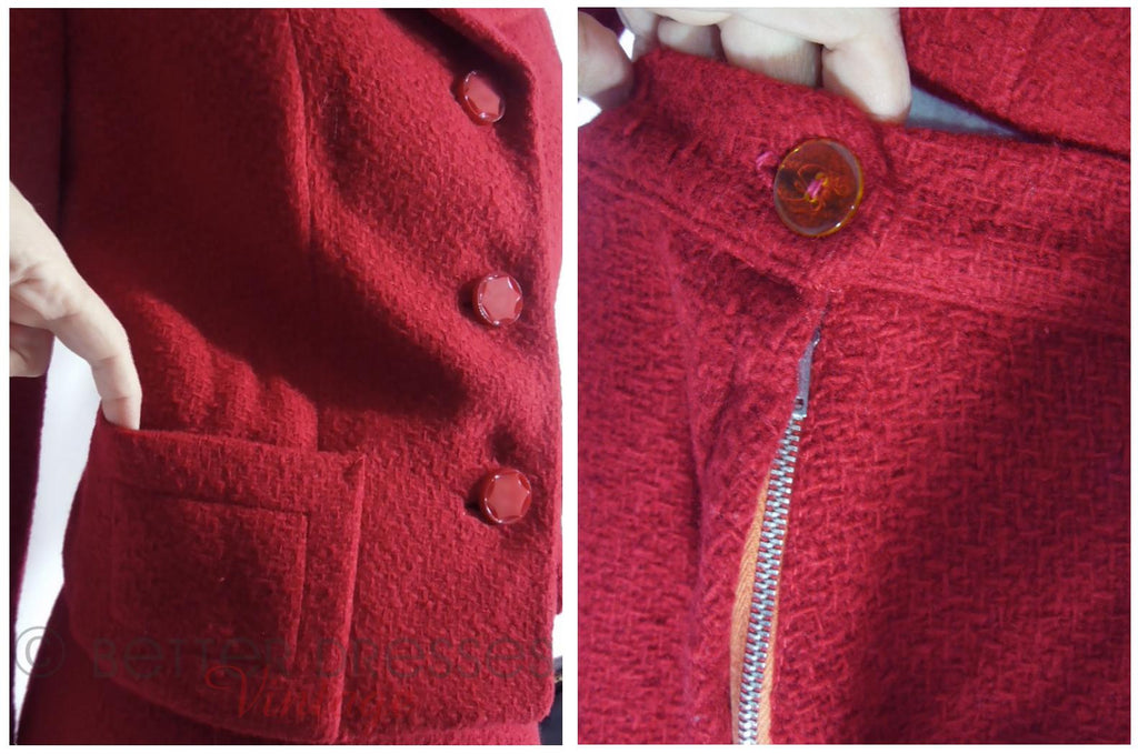 Vintage 1960s Skirt Suit in Red Wool Boucle - med, lg – Better Dresses ...