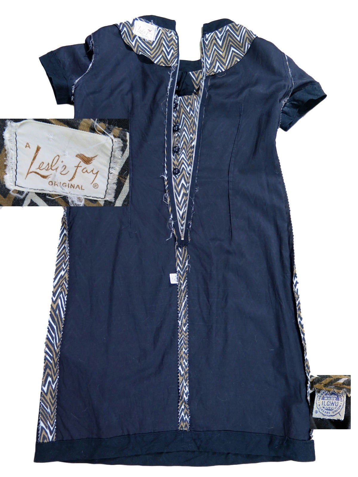 60s Short Sleeve Mod Graphic Shift Dress in Black, White, Brown - sm ...