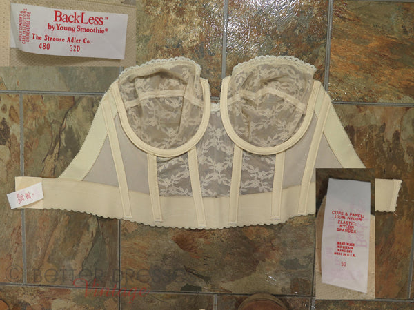 70s Vtg Backless Strapless Bustier Bra Beige - 32DD, 34D – Better ...